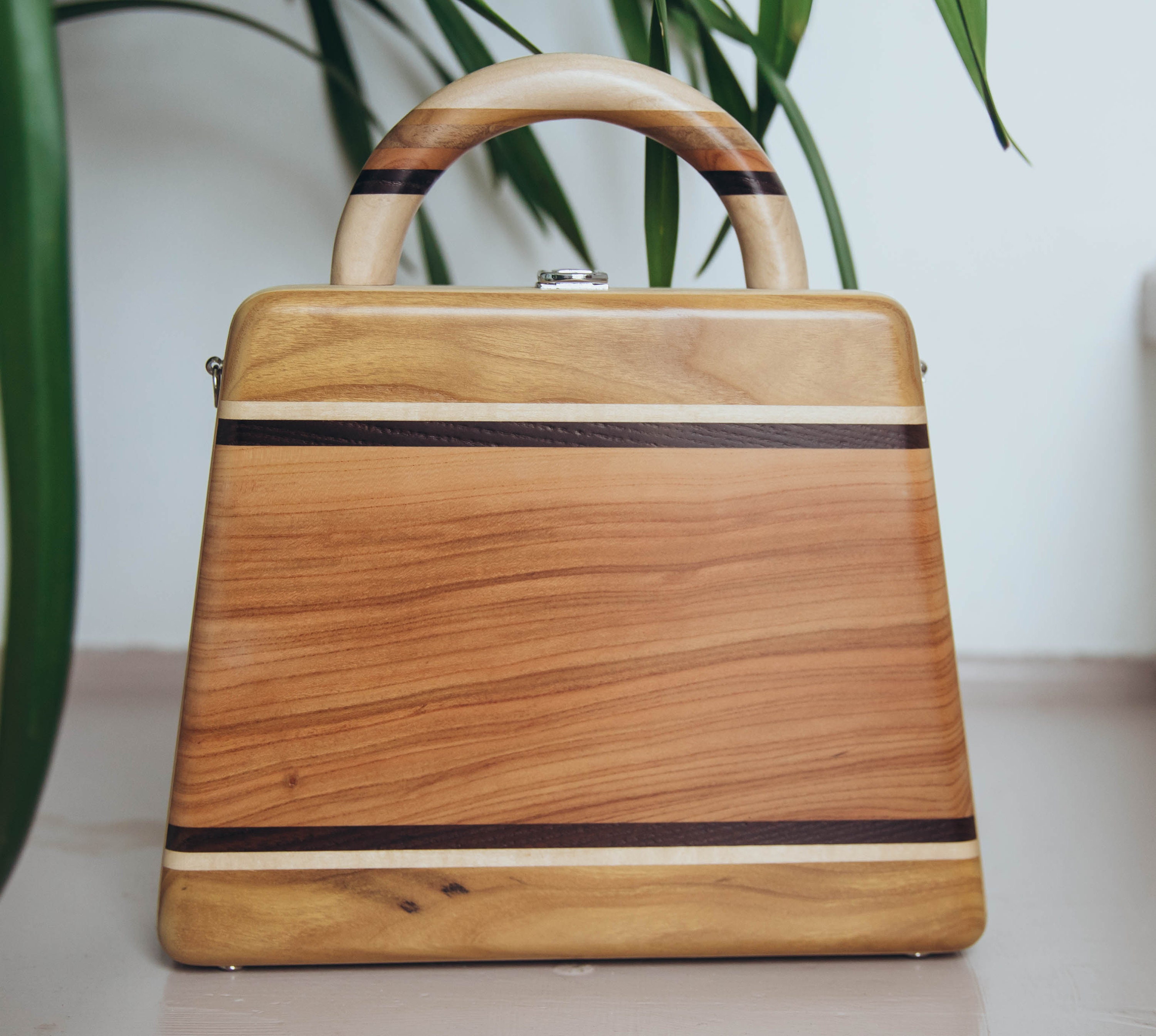 Handmade Wooden Trapezoid Bag: Apricot Mulberry Maple Wood Crossbody - Etsy