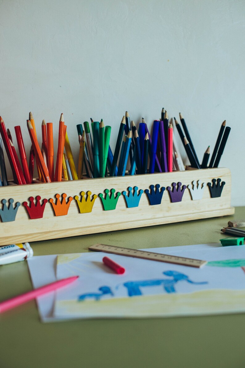 Wooden Rainbow Holder for Pencils/felt-tip Pen Box,organizer Pencil ...