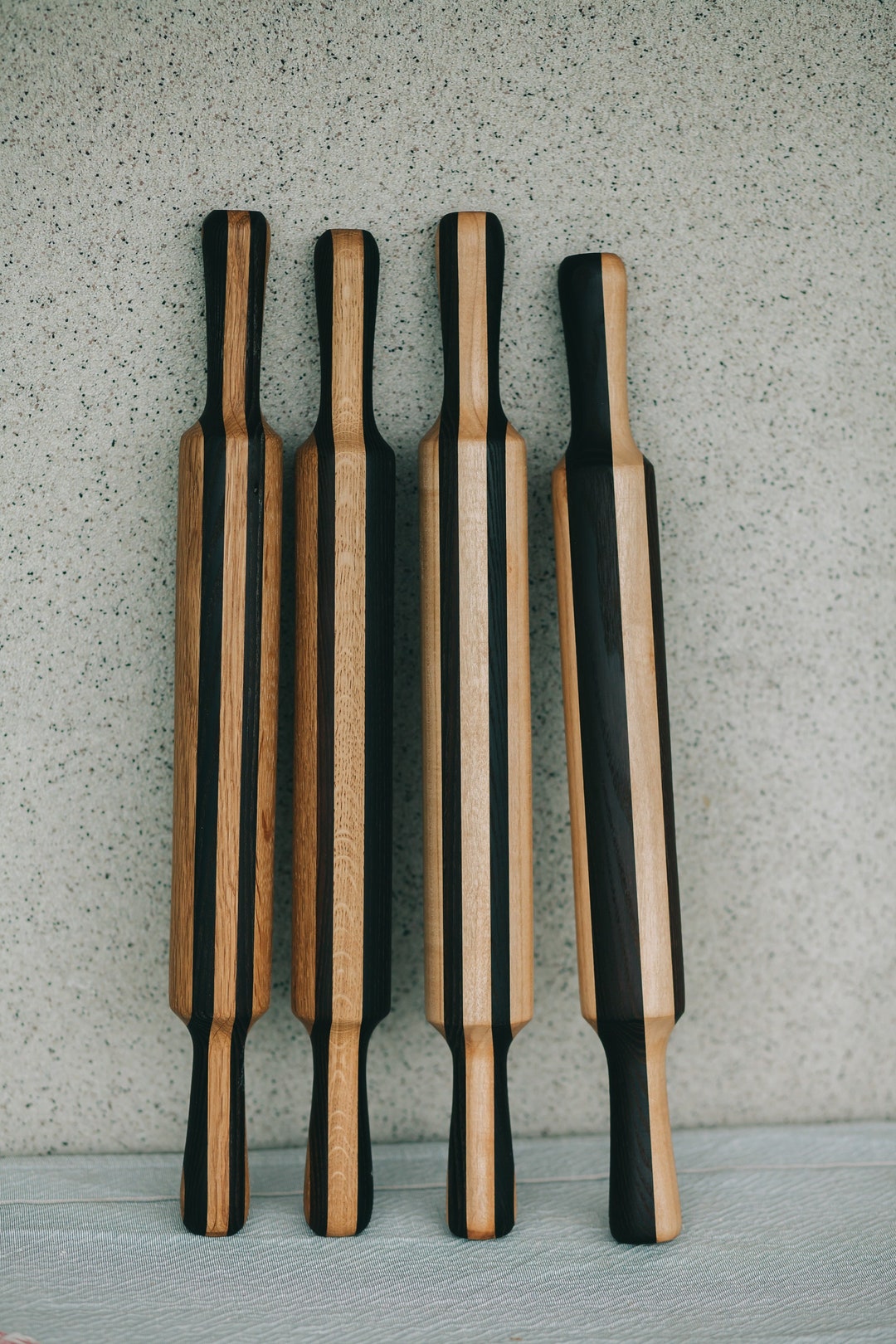 Traditional Rolling Pin With Handles, Straight Rolling Pin, Wood ...