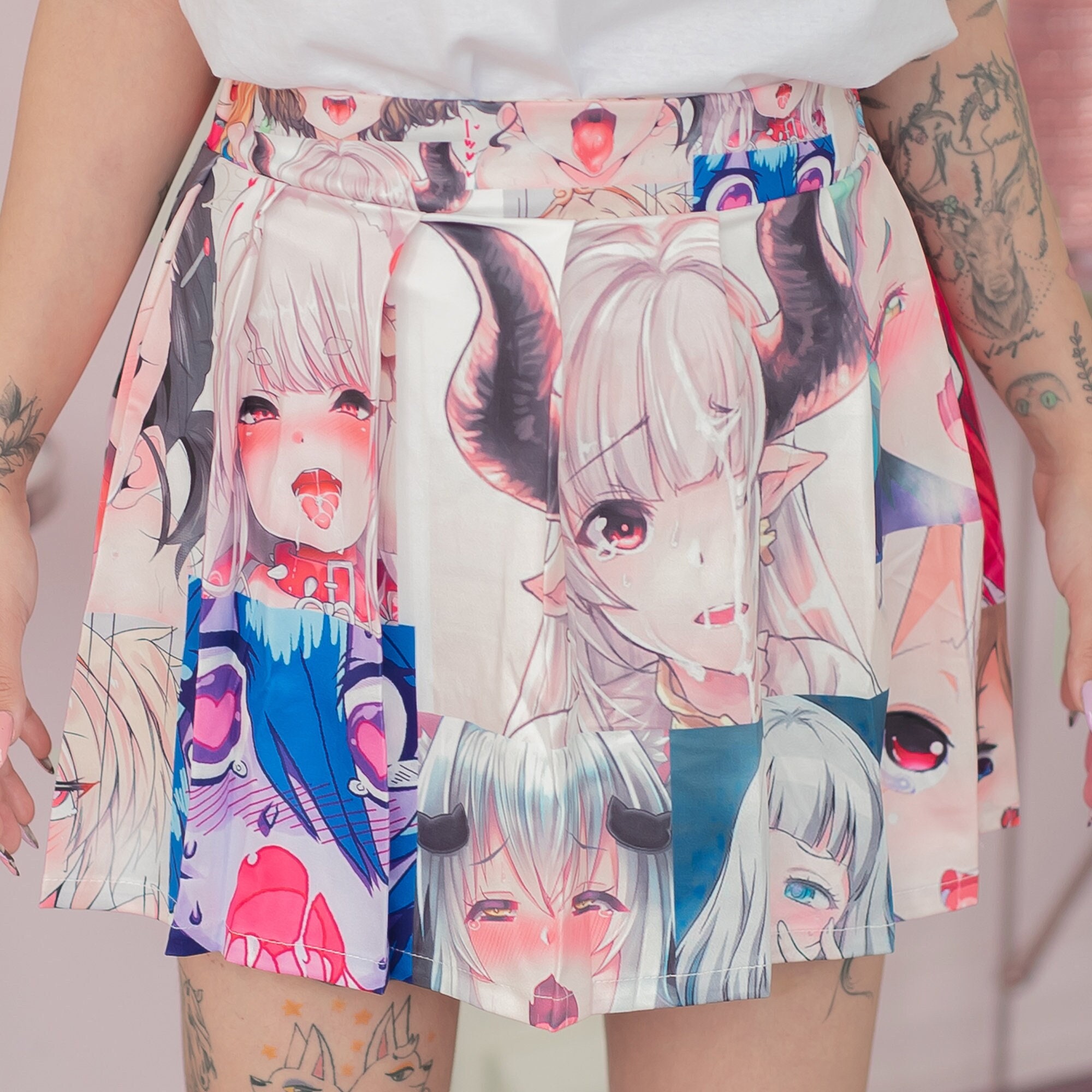 Ahegao Face Skirt By Lewd Fashion Sexy Anime Cosplay Waifu Etsy Finland