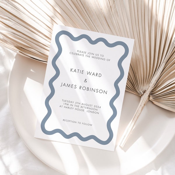 Wavy Edge Wedding Invitation - Etsy UK