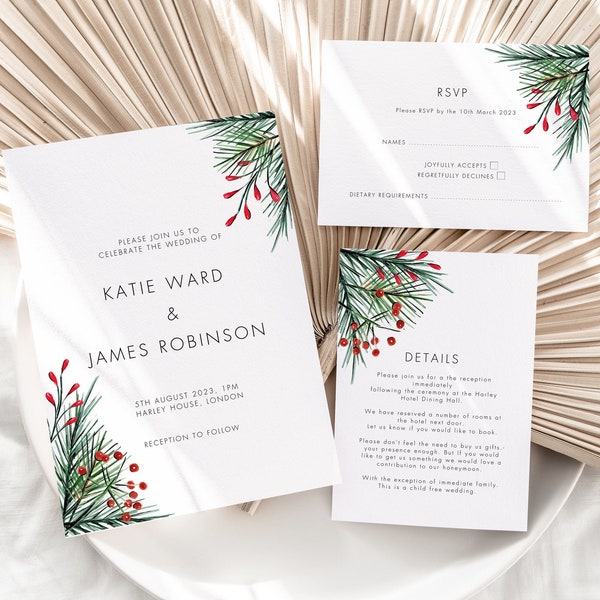 Christmas Wedding Invitations - Etsy