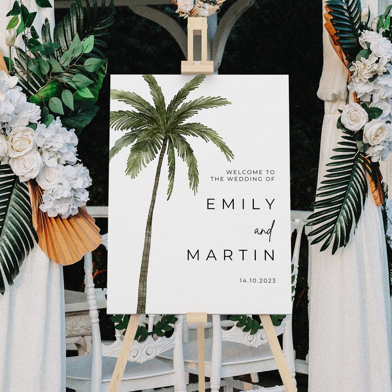 Palm Tree Wedding Welcome Sign - Etsy