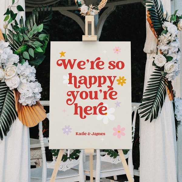 We're so Happy You're Here Sign - Etsy