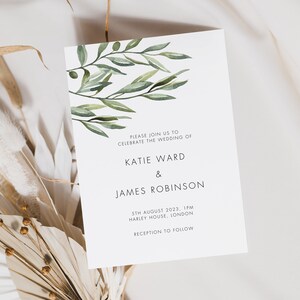 Printed Olive Branch Wedding Invitation Suite, Botanical Wedding ...