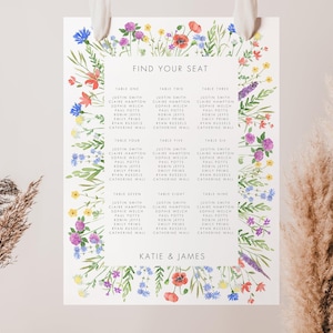 Wildflower Seating Chart, Flowery Wedding Seating Sign, Boho Wedding ...