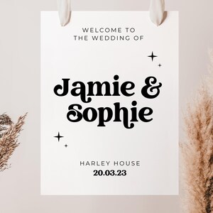 Retro Wedding Sign, Vintage Wedding Welcome Sign, 70s Wedding Welcome ...
