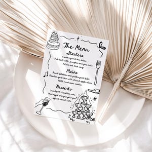 Handwritten Menu Cards, Hand-drawn Menu, Doodle Wedding Menu - Etsy
