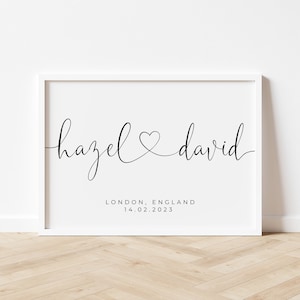 Personalised Wedding Print, Custom Couple Names Print, Wedding Gift ...