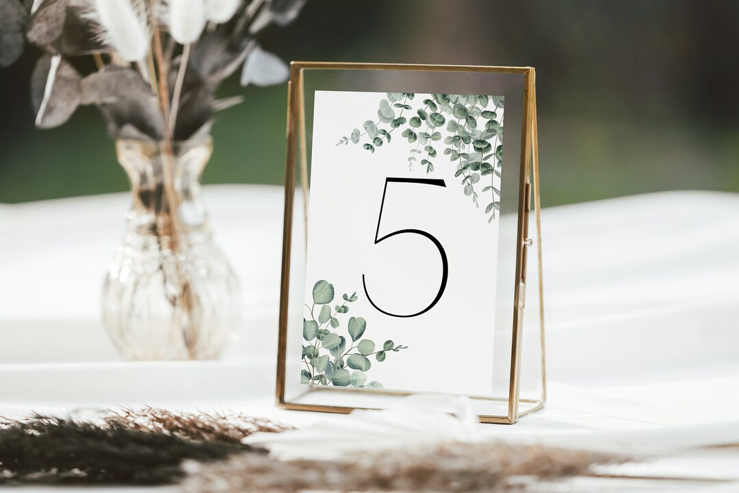 Eucalyptus Table Numbers, Eucalyptus Wedding Table Numbers, Simple ...