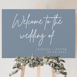 Dusty Blue Wedding Welcome Sign, Simple Modern Wedding Sign, Printed ...