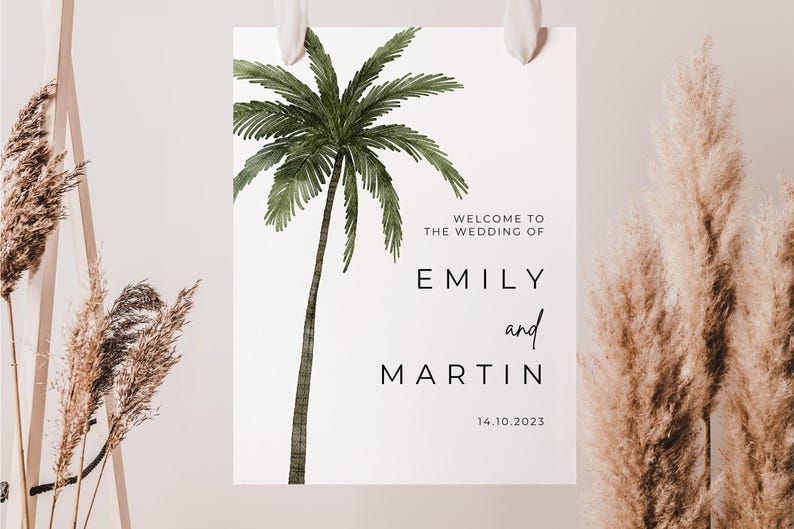 Palm Tree Wedding Welcome Sign: Tropical Beach Decor - Etsy
