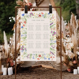 Wildflower Seating Chart, Flowery Wedding Seating Sign, Boho Wedding ...