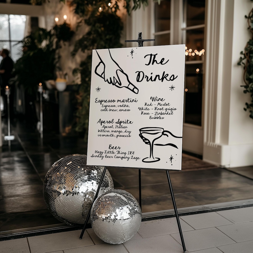 Handwritten Drinks Menu, Drink Menu Sign, Doodle Wedding Bar Menu - Etsy