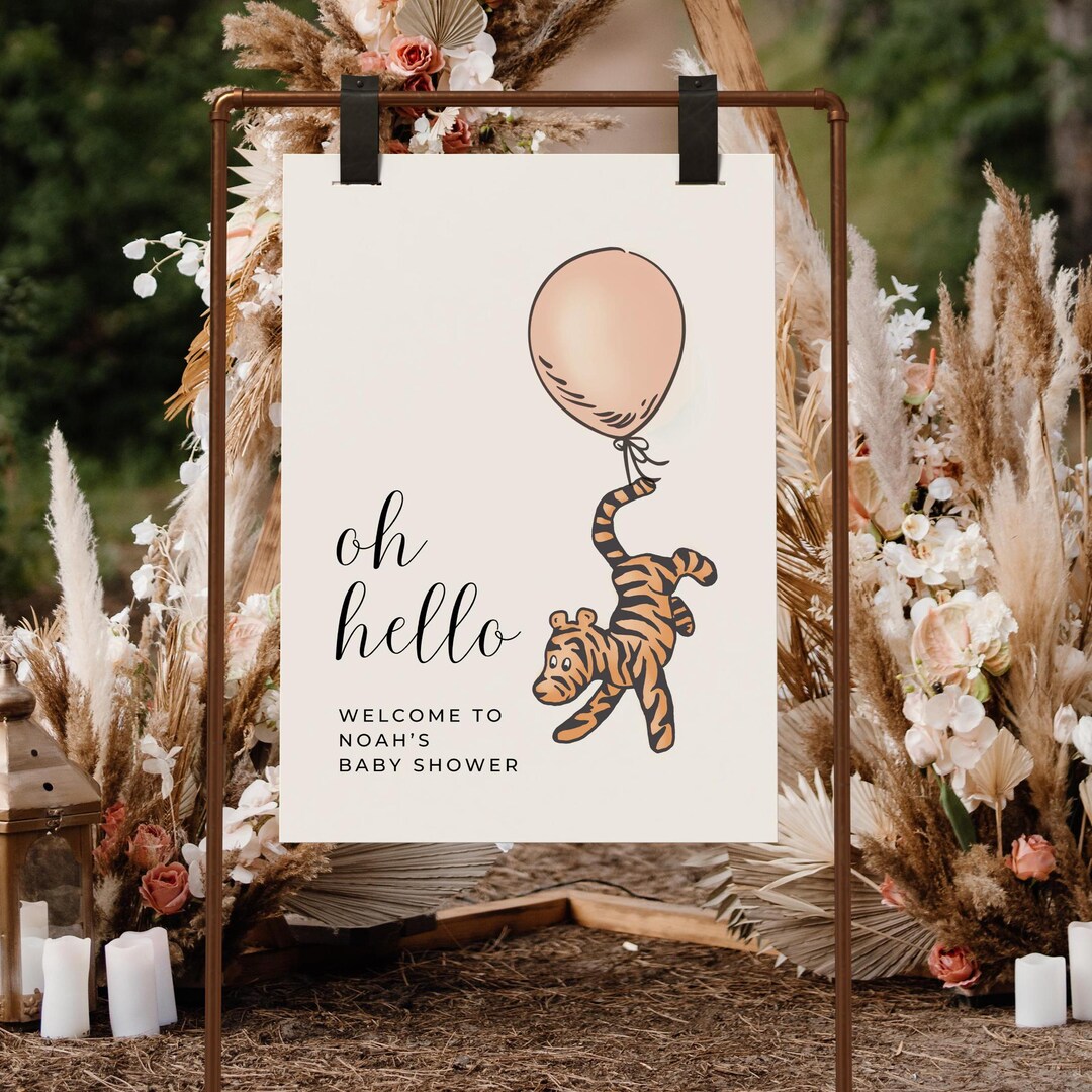 Tiger Baby Shower Sign, Safari Baby Shower Decoration, Boho Baby Shower ...