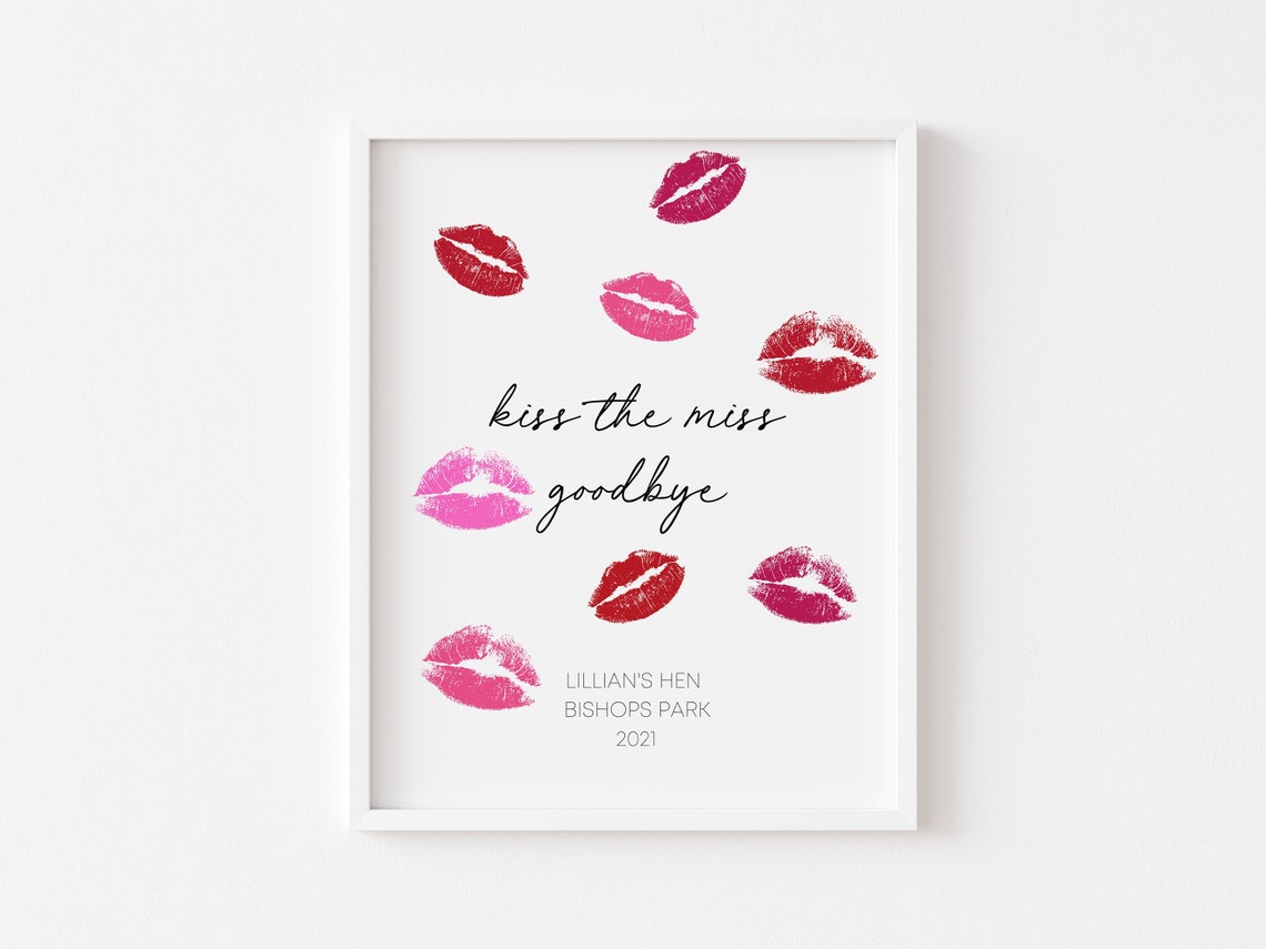 Kiss the Miss Goodbye Hen Party Gift Printable Bridal Shower - Etsy