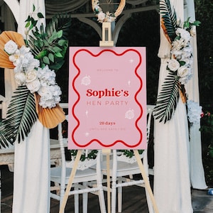 Pink Hen Party Sign, Disco Hen Do Sign, Bachelorette Welcome Sign, Hen ...