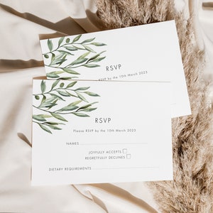 Printed Olive Branch Wedding Invitation Suite, Botanical Wedding Invitations, Botanical ...