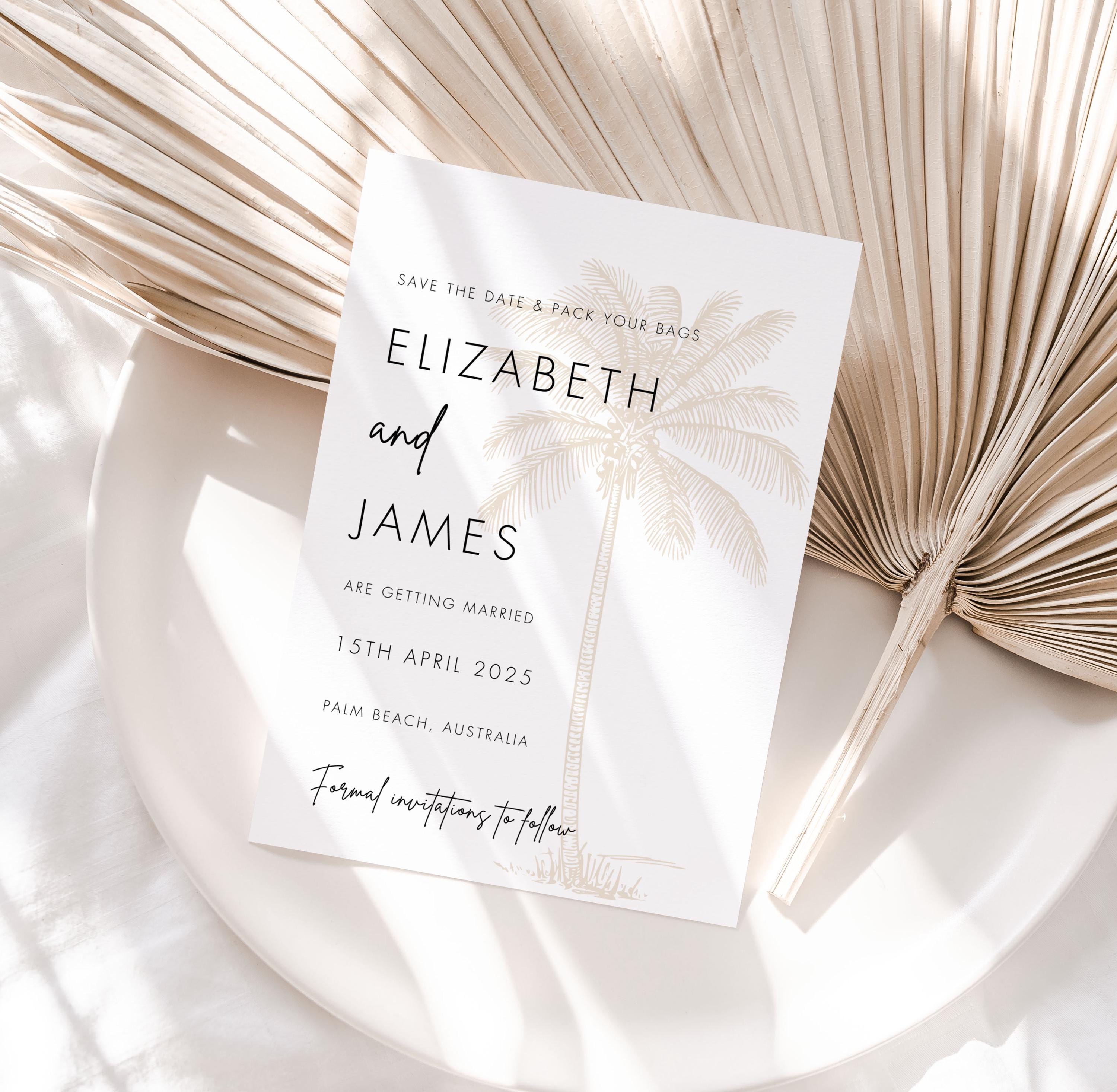 Tropical Wedding Invitations, Palm Tree Wedding Invitations, Tropical ...