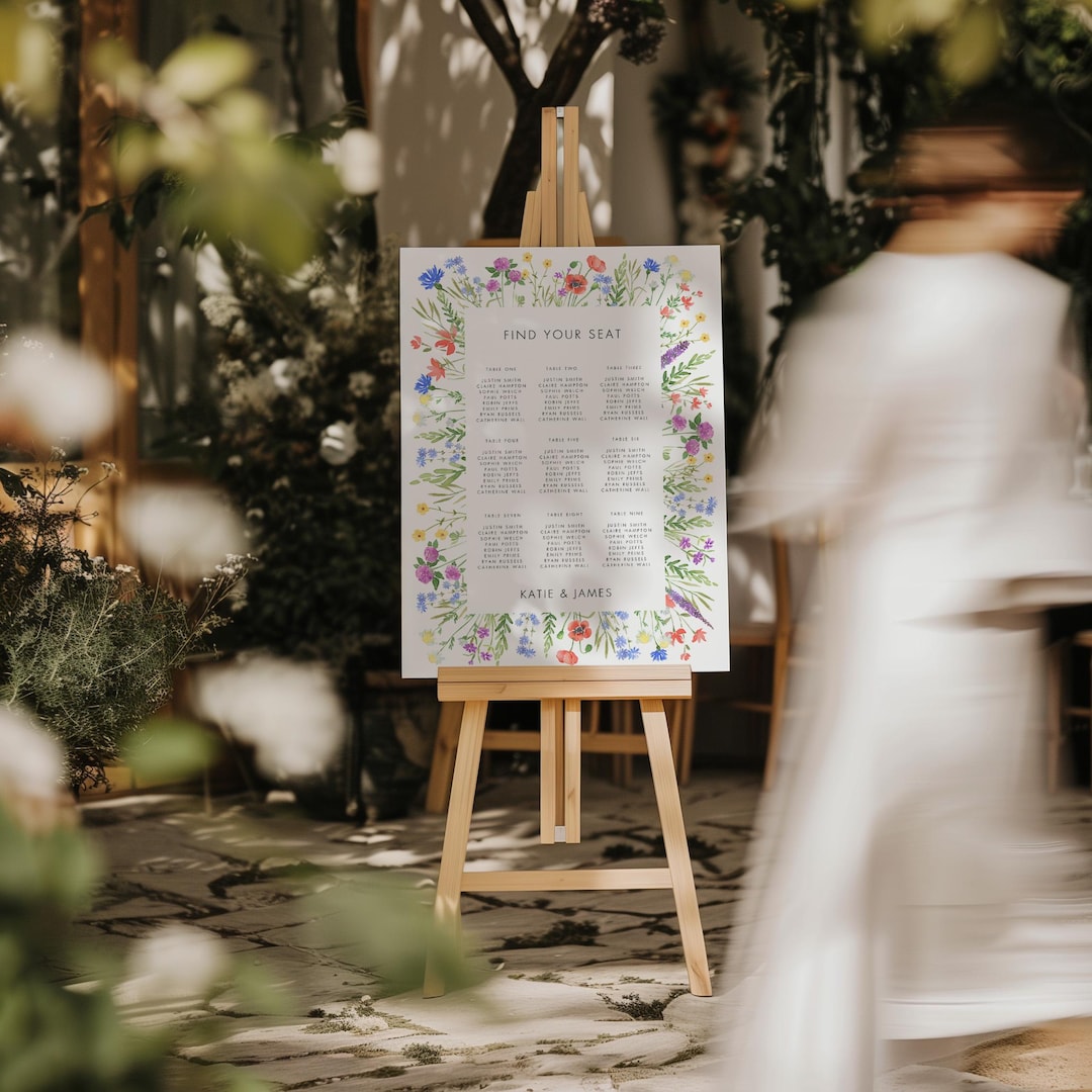 Wildflower Seating Chart, Flowery Wedding Seating Sign, Boho Wedding ...