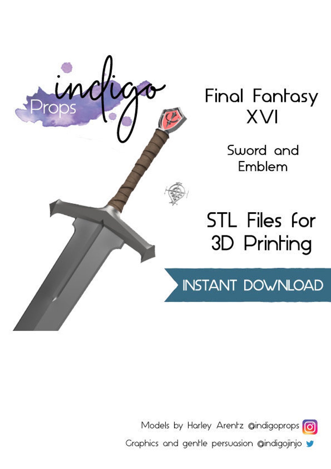 FFXVI Protagonist Sword and Emblem Stl 3D Print Files, FFXVI ...
