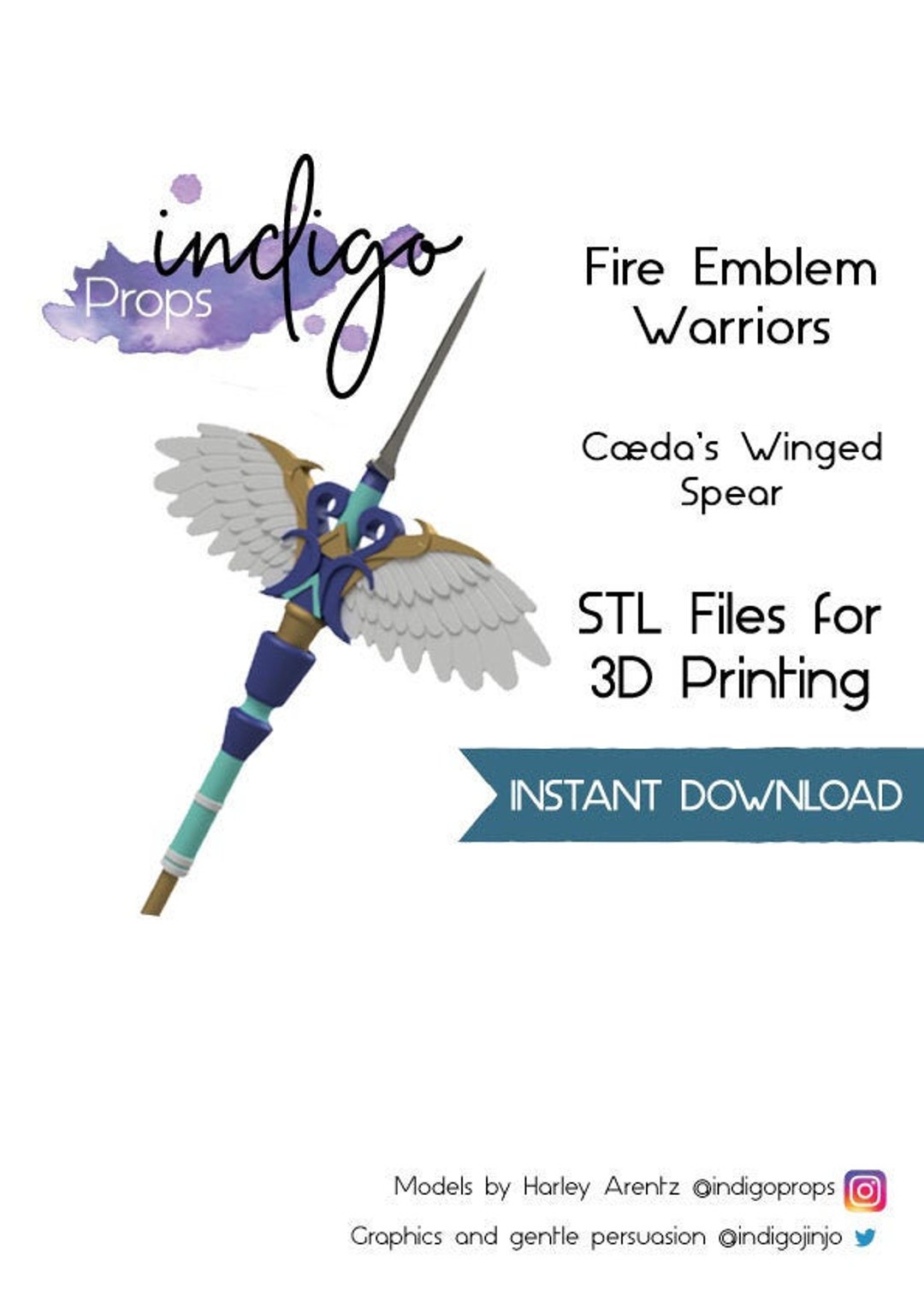 Caeda's Winged Spear, Fire Emblem Warriors - 3D Printing STL Files, 3D ...