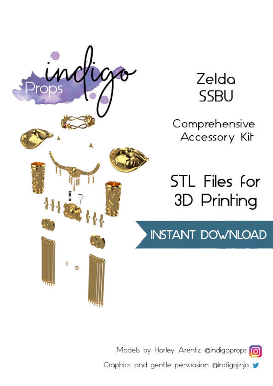 Princess Zelda, Super Smash Bros Ultimate, SSBU - Full Accessory Kit ...