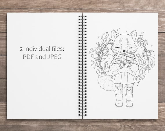 Digital Prints Hygge Bunny Girl cozy coloring page for kids printable ...