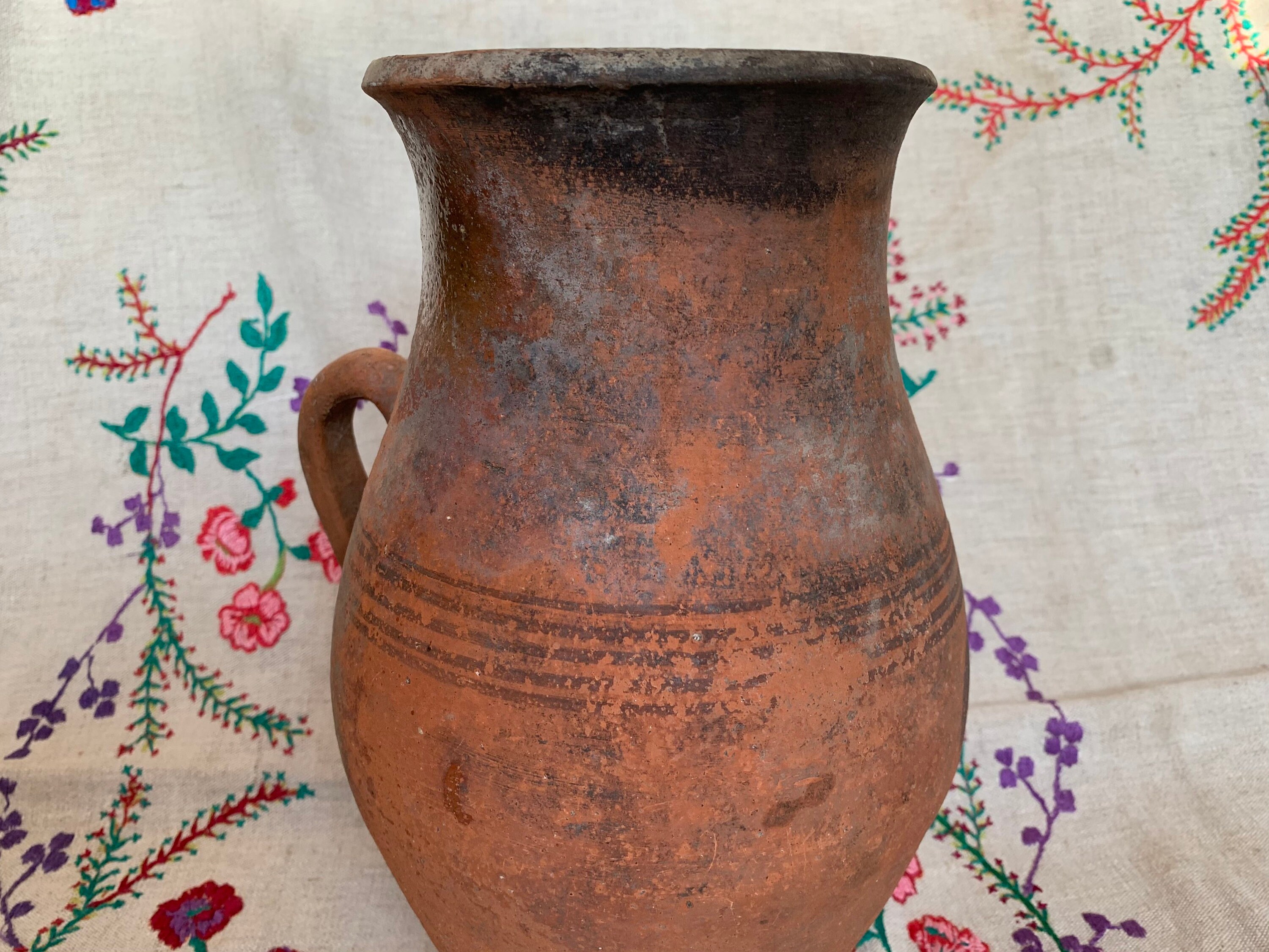 Antique Terracotta Vase With Handle Medium Hungarian - Etsy