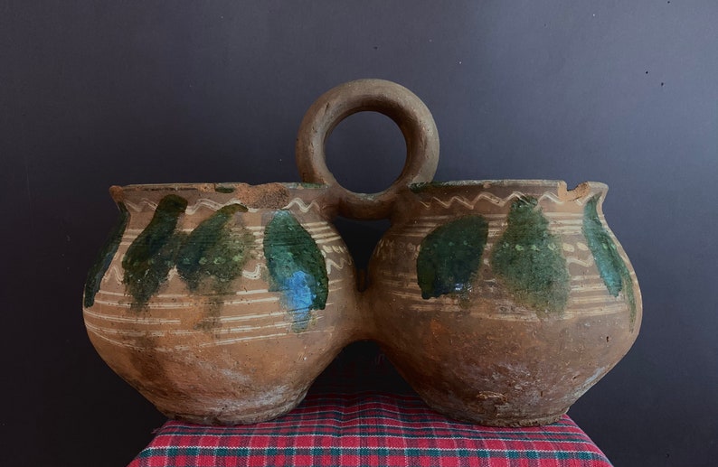 Vintage Rare Clay Vessel / Antique Double Clay Pot - Etsy