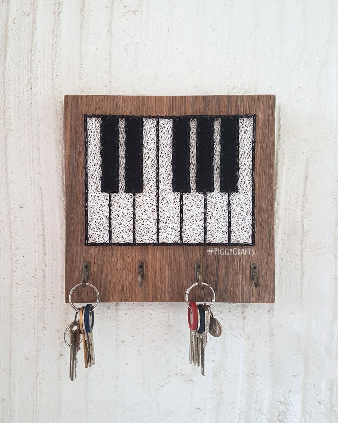 Key Holder Piano Keys String Art Key Rack Organized Home Entryway ...