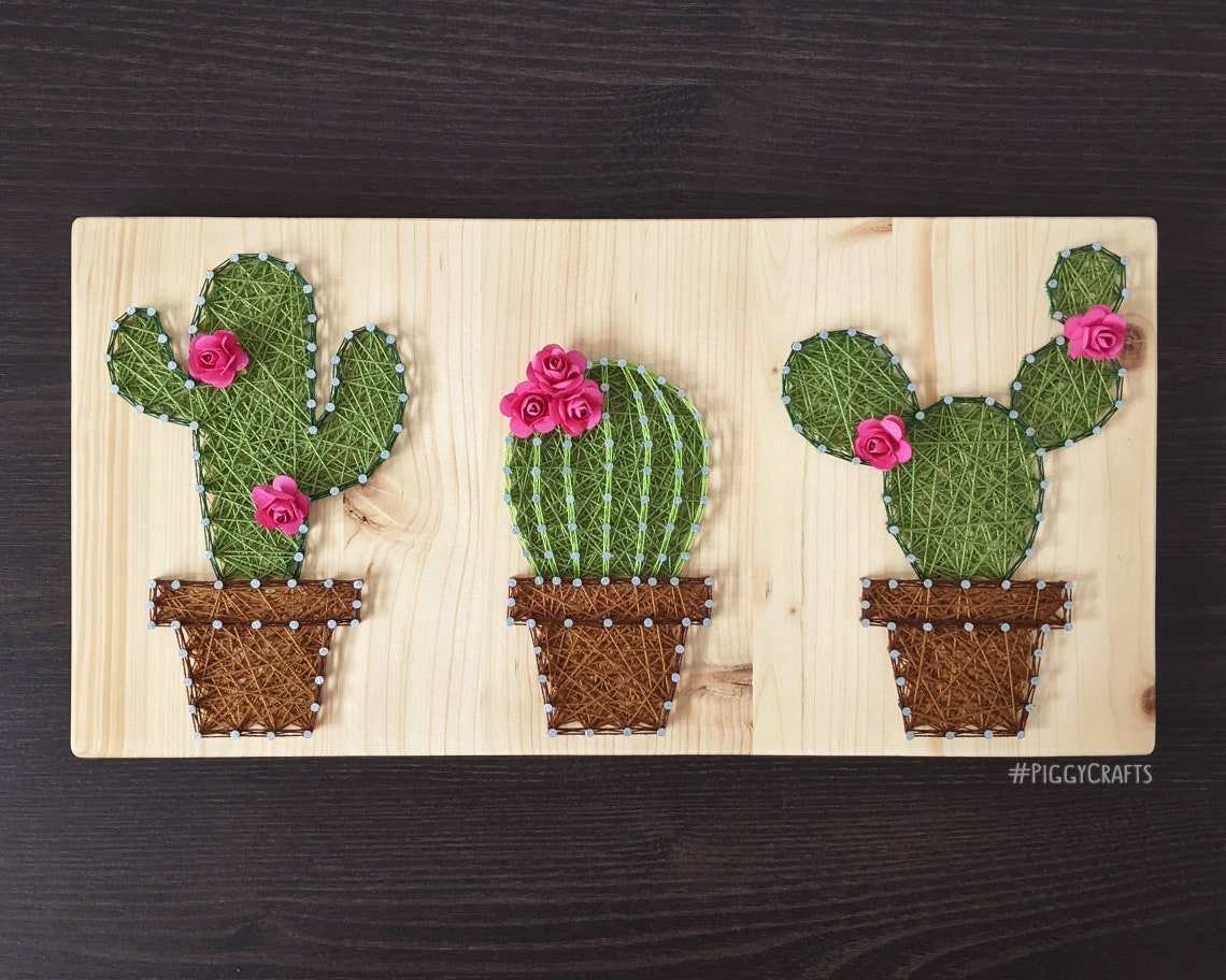 Cactus String Art Cacti Succulent Art Wall Decoration - Etsy