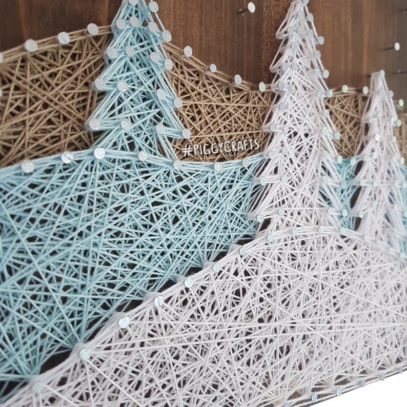 Snowy Mountains Winter Scene String Art Handmade Gifts - Etsy