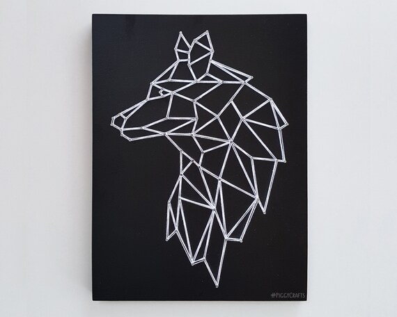 Polygon Wolf String Art Geometric Art Minimal Black & | Etsy