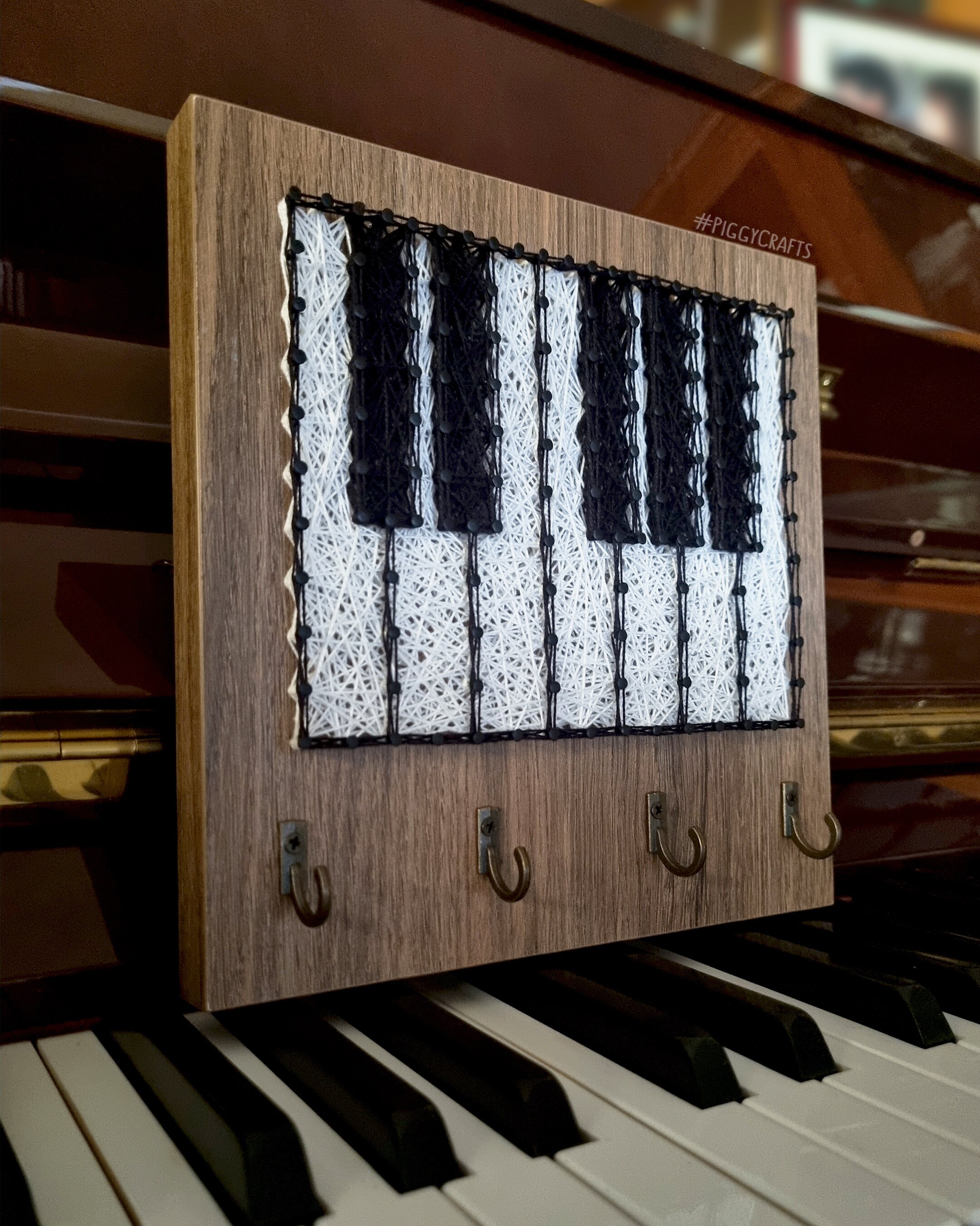 Key Holder Piano Keys String Art Key Rack Organized Home Entryway ...