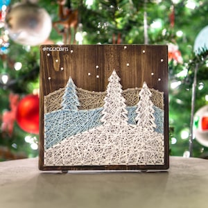 Snowy Mountains Winter Scene String Art Handmade Gifts - Etsy