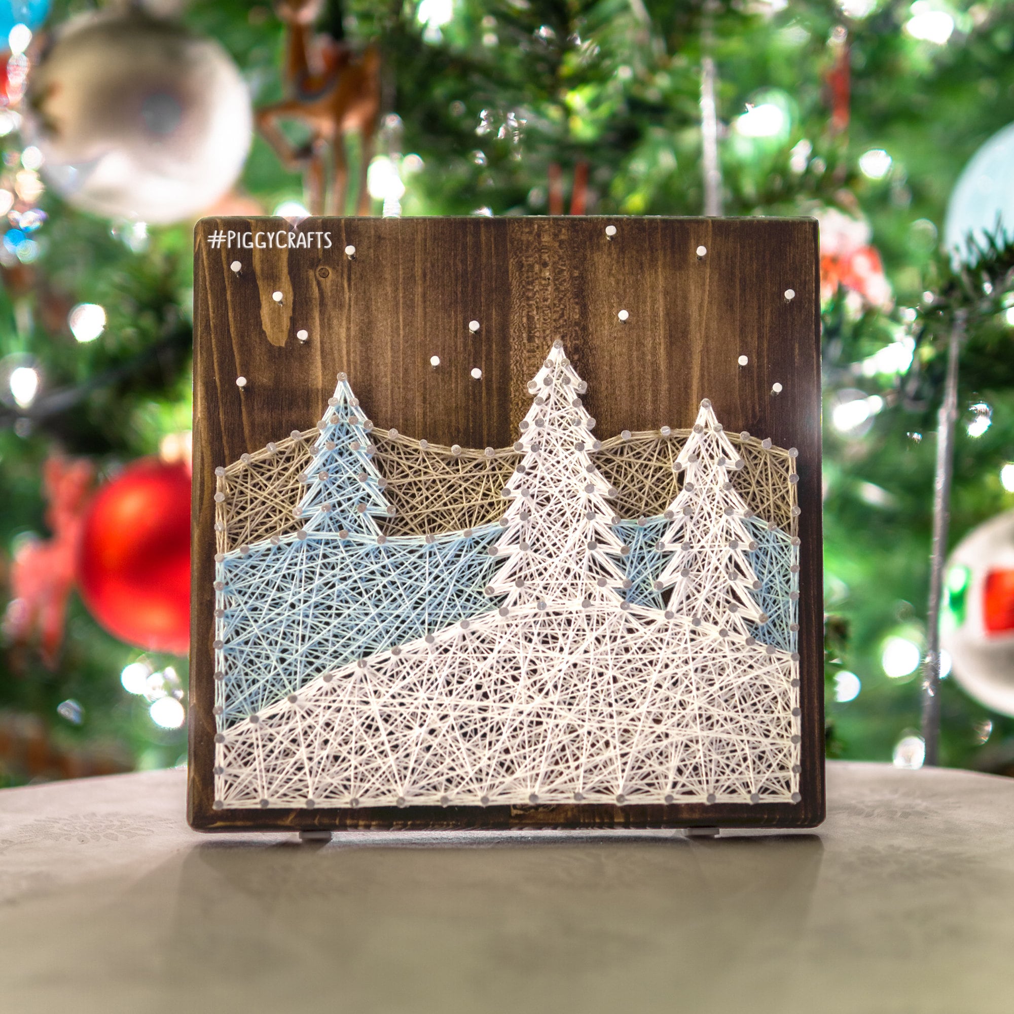 Snowy Mountains Winter Scene String Art Handmade Gifts - Etsy