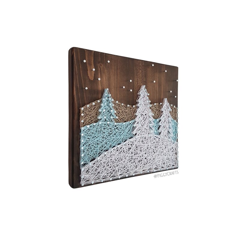 Snowy Mountains Winter Scene String Art Handmade Gifts - Etsy