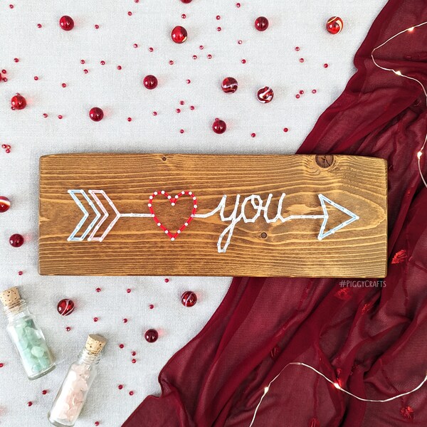 Mini Red Heart String Art Valentine's Day Wooden Decoration Love - Etsy