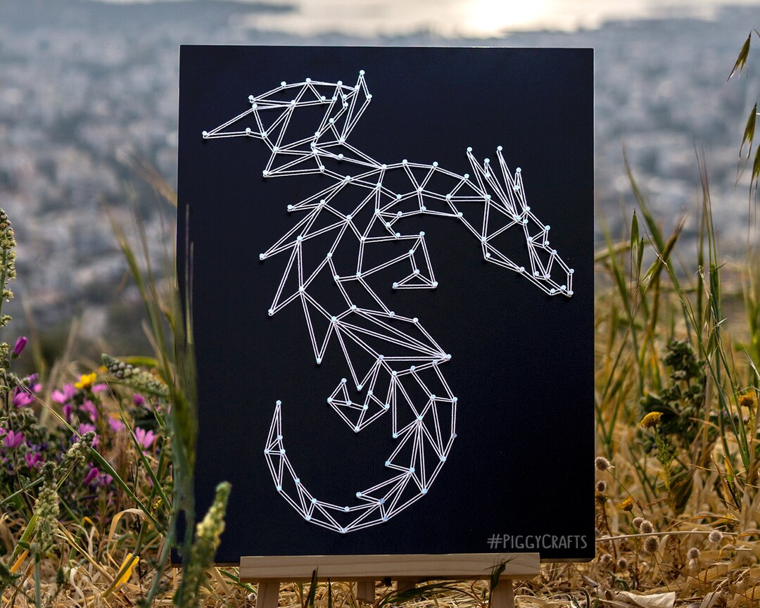 Polygon Dragon String Art Geometric Art Minimal Black - Etsy Canada