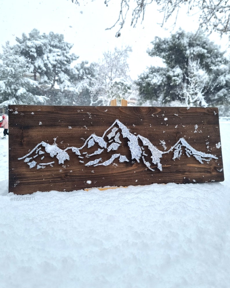 Mountain Peaks String Art Snowy Mountains Winter Theme - Etsy