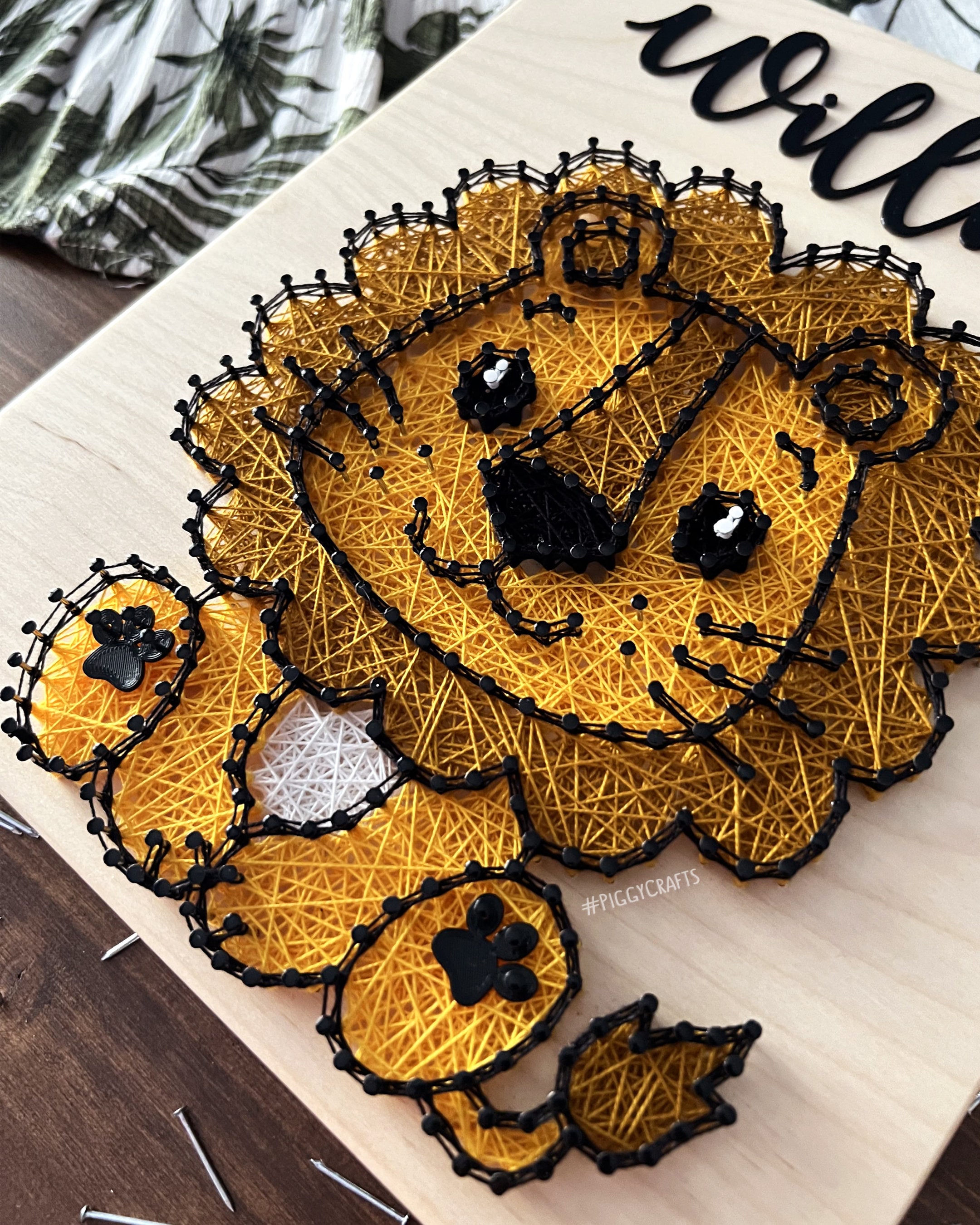 Cute Baby Lion Personalized Name Sign String Art Nursery Room Kids ...