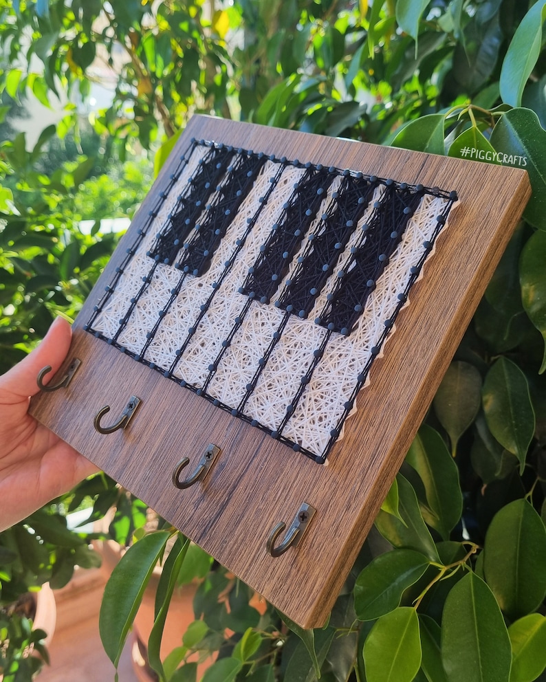Key Holder Piano Keys String Art Key Rack Organized Home Entryway ...