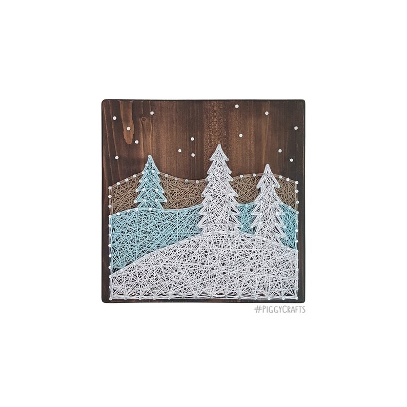 Snowy Mountains Winter Scene String Art Handmade Gifts - Etsy