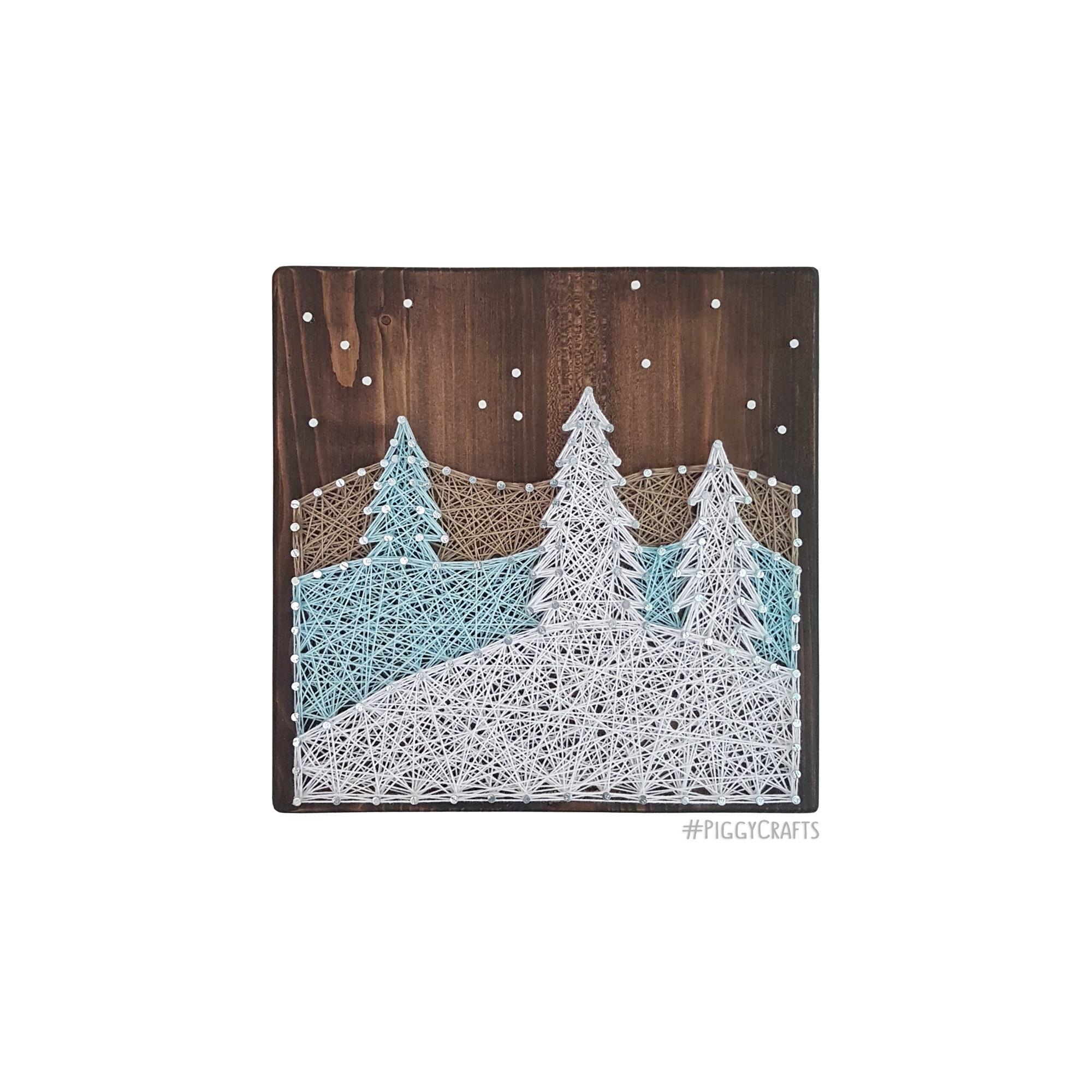 Snowy Mountains Winter Scene String Art Handmade Gifts - Etsy