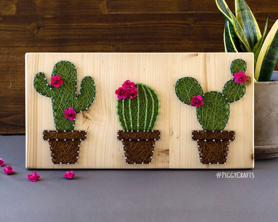 Cactus String Art Cacti Succulent Art Wall Decoration | Etsy