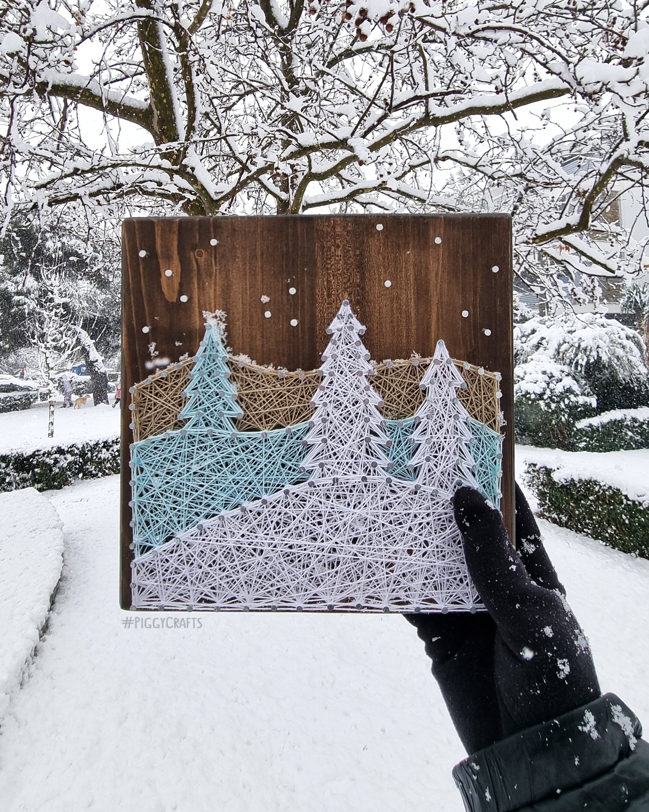 Snowy Mountains Winter Scene String Art Handmade Gifts - Etsy