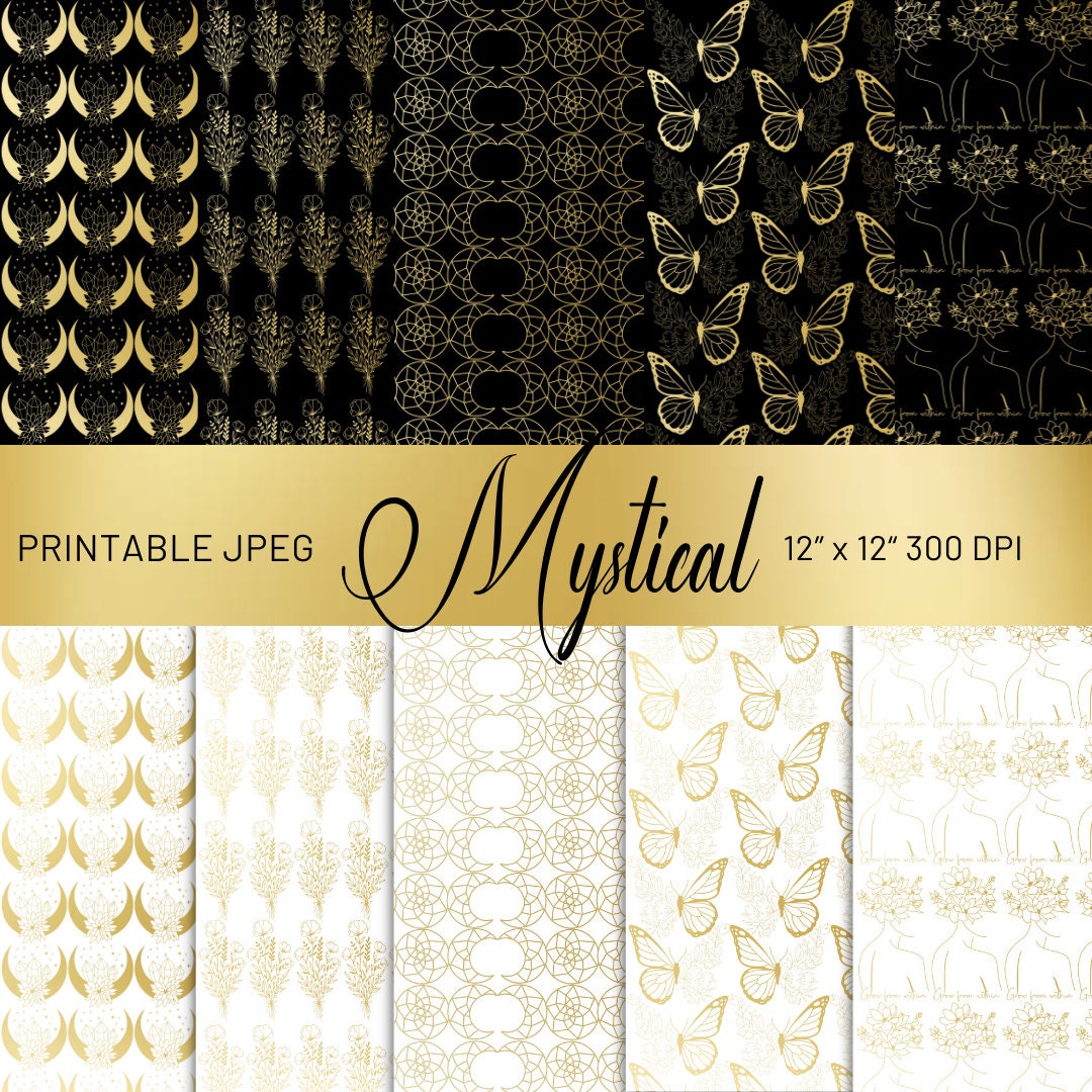Mystic Gold Design Printable Papers - Etsy