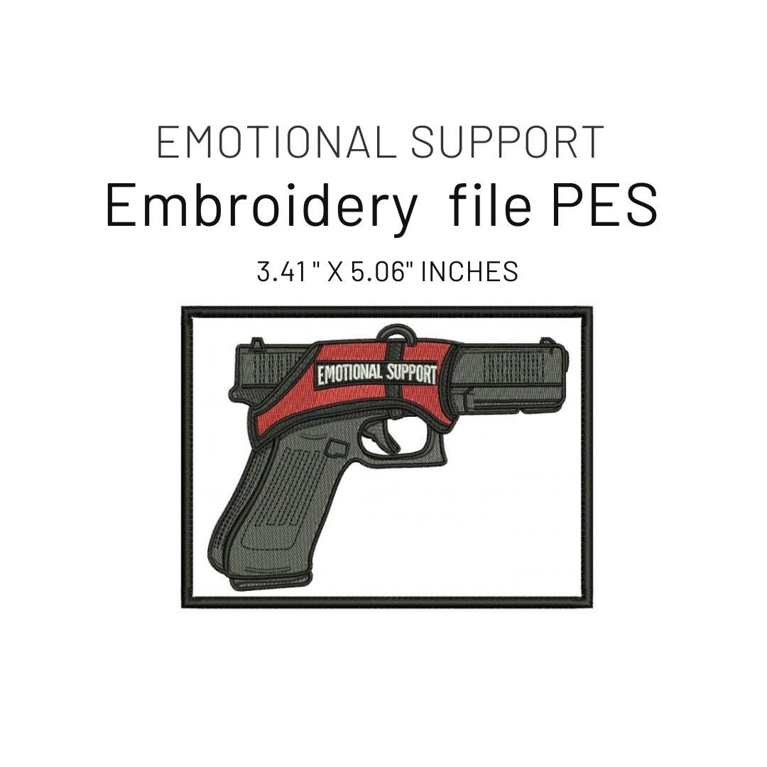 Funny Emotional Support Embroidery Design File Format - Etsy