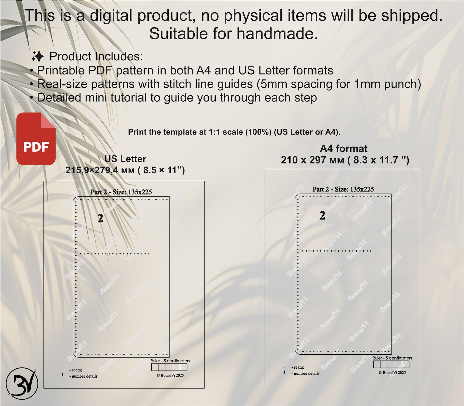 Leather Journal Cover A5 Pattern – Digital PDF Template for DIY ...